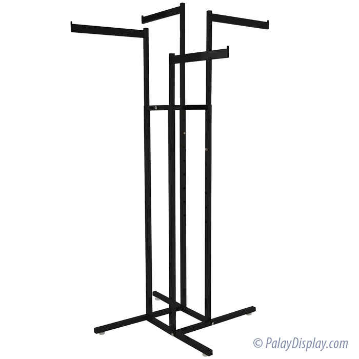 Matte Black 4 Way Rack - 4 Straight Flag Arms - 4 Way Clothing Rack ...