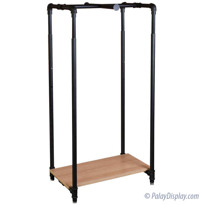 Pro Series Adjustable Cross Bar Pipe Clothing Rack with Shelf - Matte ...