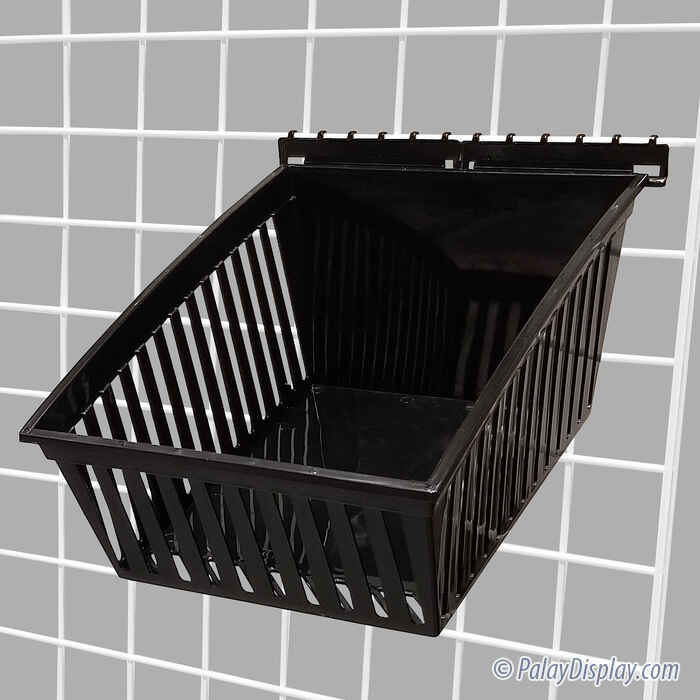 Gridwall Mount Black Cratebox Display Bin System - Tilt Big w/Slathook ...