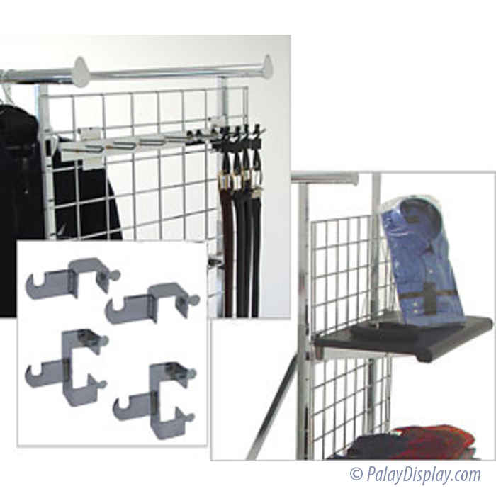 Gridwall Mounting Bracket Set for Double Rail Rack - Grid Mount Bracket