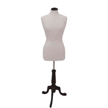 Off White European Womens Dress Form with Walnut Tripod Base and Neck ...